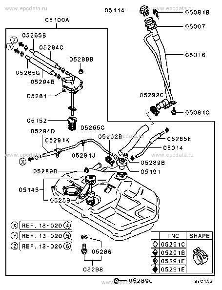 Fuel tank for Mitsubishi Lancer CB, CD, 7 generation, restyling 01.1994 ...