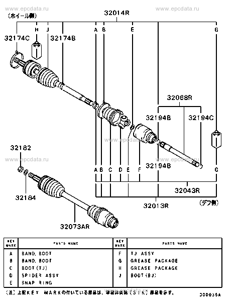 Front axle drive shaft for Mitsubishi Lancer 9 generation 01.2003 - 11. ...