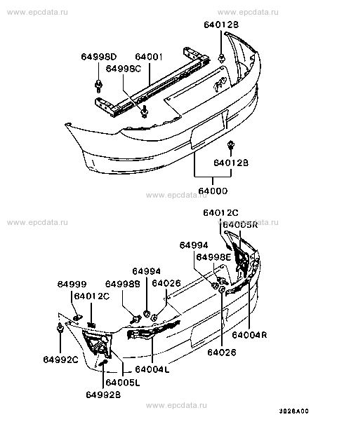 Rear bumper & support for Mitsubishi FTO HNGH - Amayama