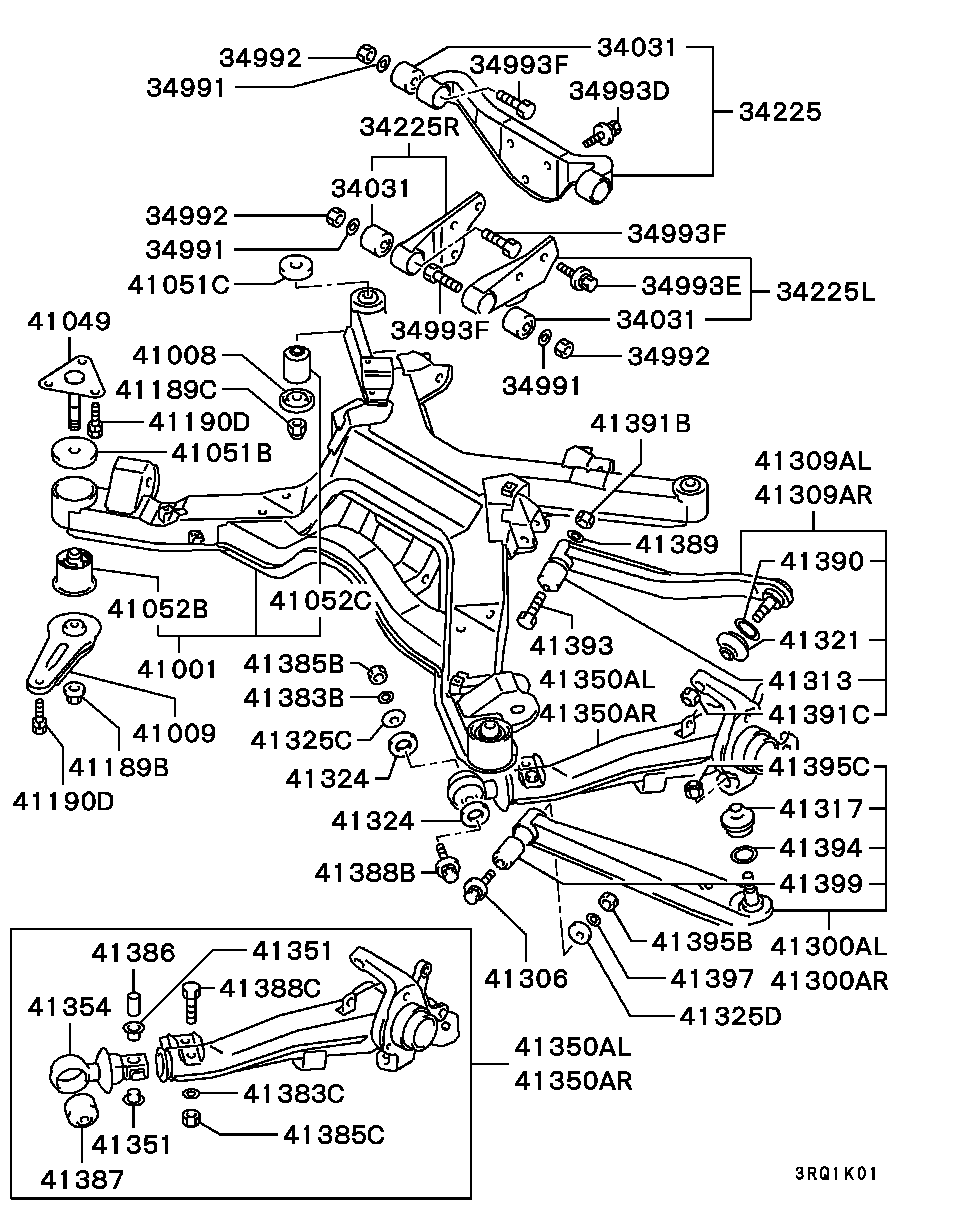 Rear susp - Mitsubishi 3000GT Z16A, MNGFR6 DOHC(TURBO/4WD/4WS),5FM/T ...