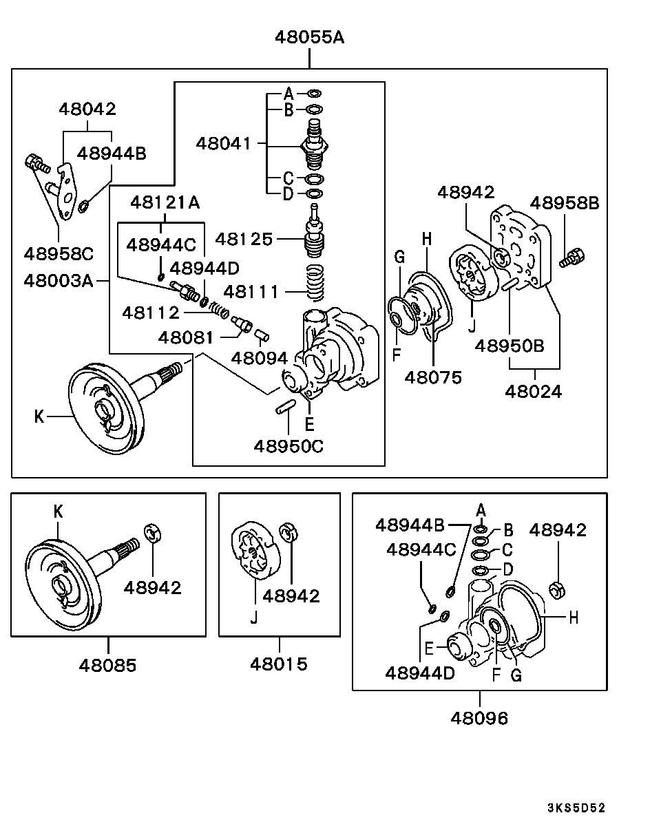 Power steering oil pump for Mitsubishi Pajero V45W, 3.5V6-24(WIDE/S4 ...