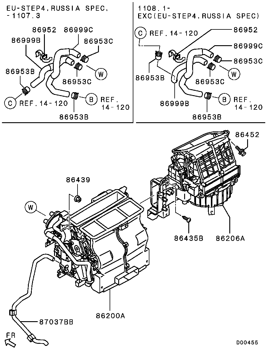 Heater unit & piping for Mitsubishi L200 KB4T, U-LINE(DOUBLE CAB/ES4/HI ...