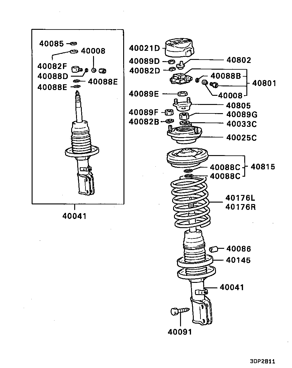 Front susp strut & spring for Mitsubishi Debonair S11A, SUPER SALOON ...