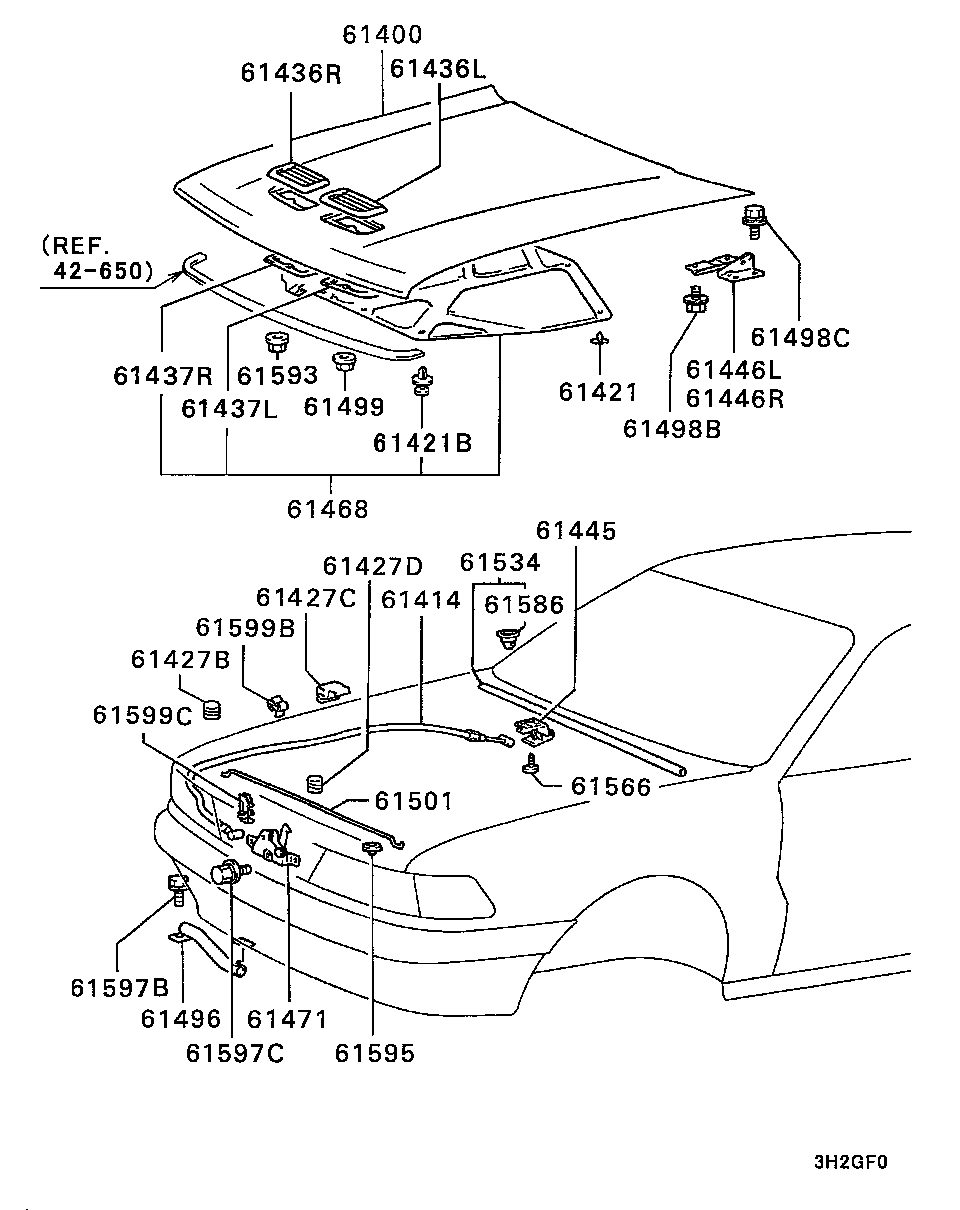 Hood & lock - Mitsubishi Eterna E39A, LNPF ZR-4,5FM/T - Amayama