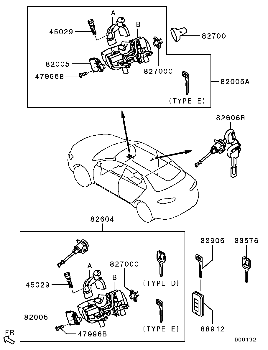 Lock cylinder & key - Mitsubishi Lancer Evolution CZ4A, SNXFZ EVOLUTION ...