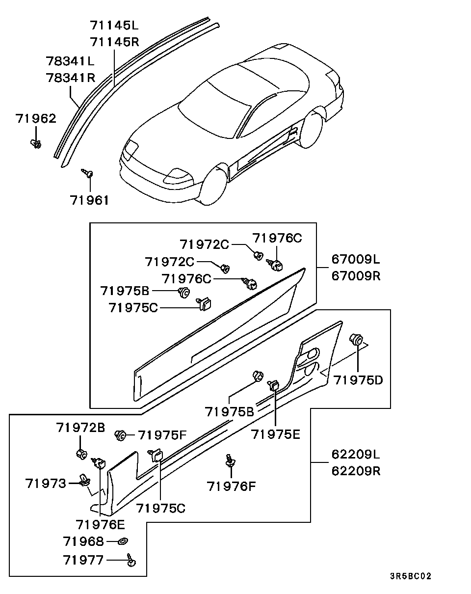 Side garnish & moulding - Mitsubishi GTO Z15A, MJGF GT0 TWIN-TURBO MR ...