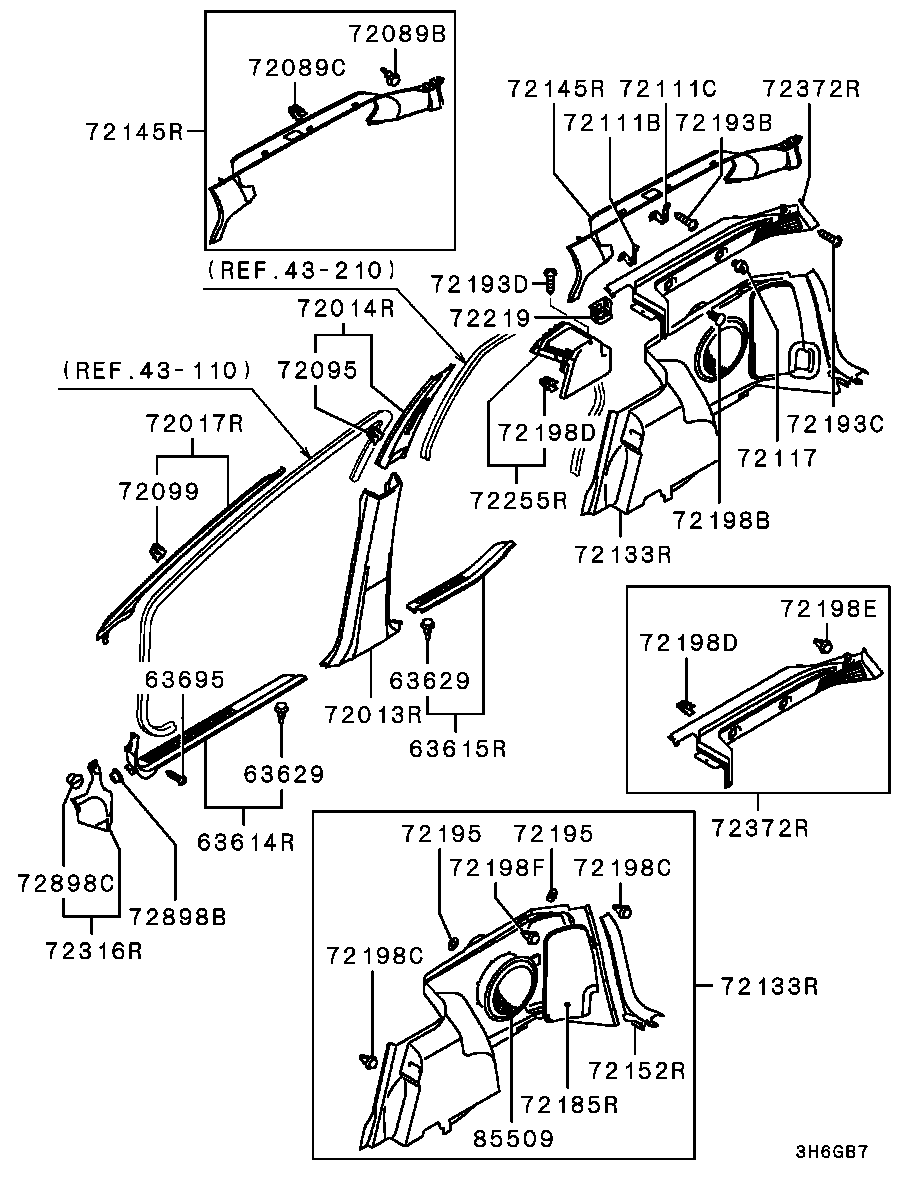 Interior trim for Mitsubishi Legnum EC5W, VR-4 TYPE-V,5FM/T LNGF3 1996. ...