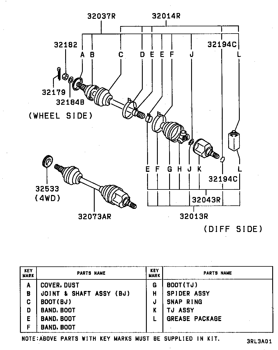 Front axle drive shaft - Mitsubishi 3000GT Z11A, MRXML2M SPORTS LINE ...