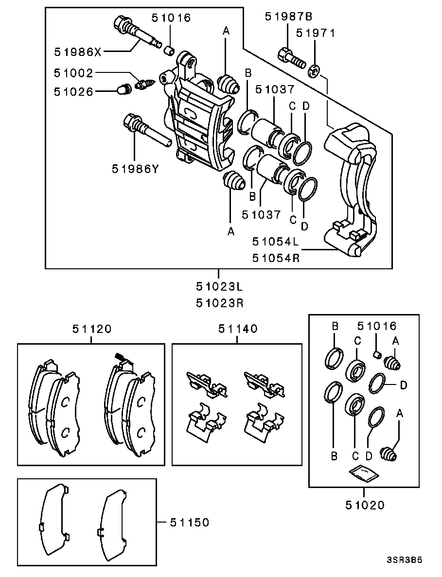 Front wheel brake - Mitsubishi Eclipse D33A, MNGFL4M GSX,5FM/T FED ...