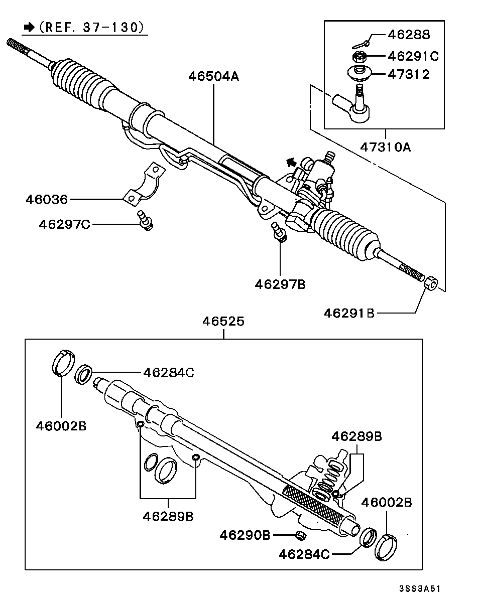 Steering gear - Mitsubishi Eclipse D33A, MNGFL4M GSX,5FM/T FED - Amayama