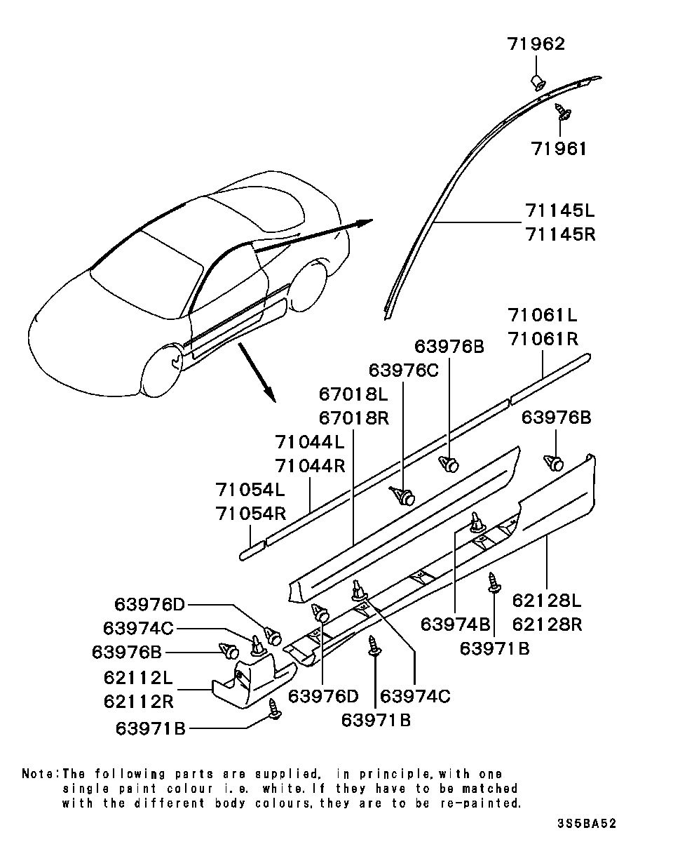 Side garnish & moulding - Mitsubishi Eclipse D33A, MNGFL4M GSX,5FM/T ...