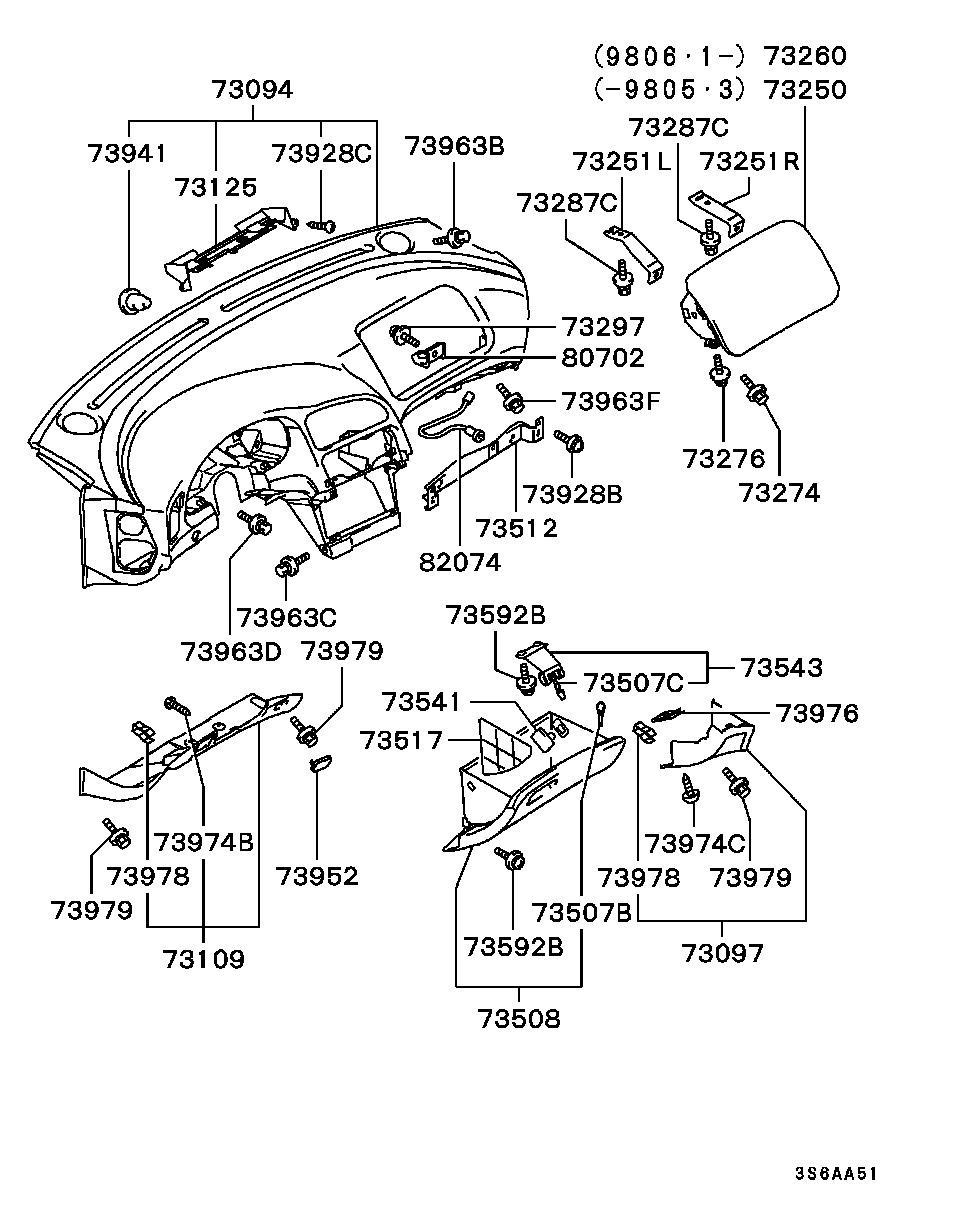 I/panel & related parts for Mitsubishi Eclipse D31A, RS,5FM/T FED ...